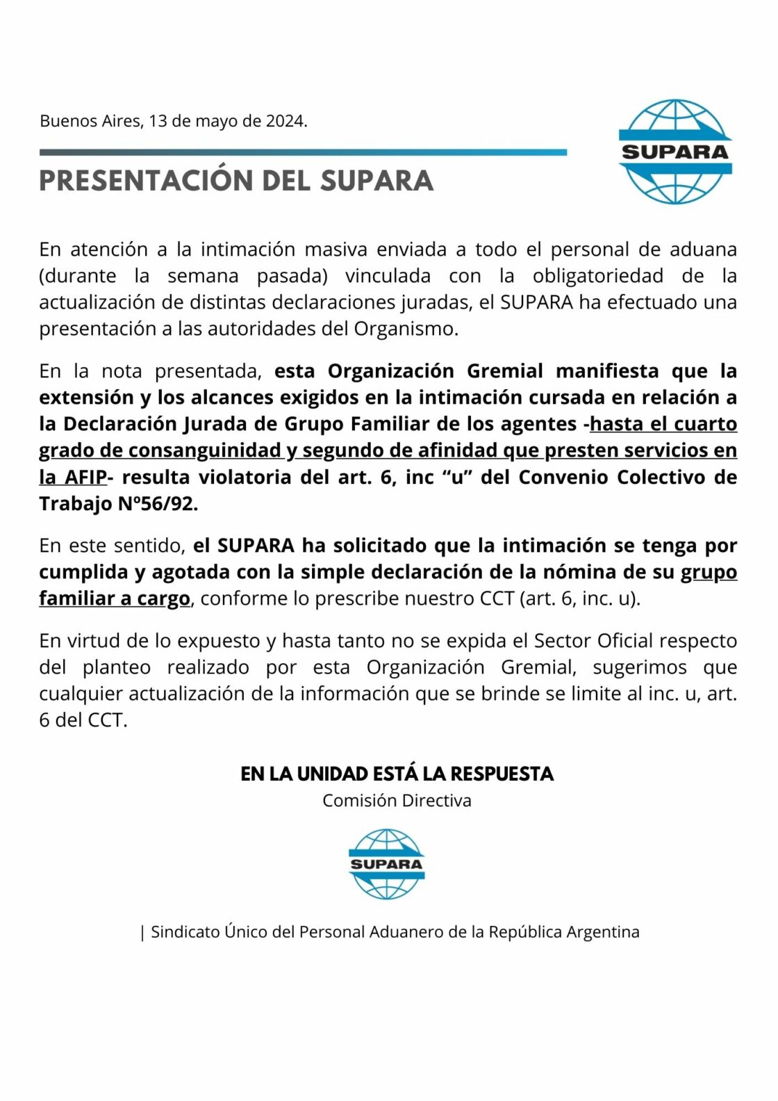 PRESENTACIÓN DEL SUPARA – S.U.P.A.R.A.
